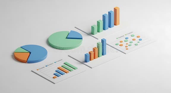 Data Visualization with 3D Charts Stock Illustration - Illustration of ...