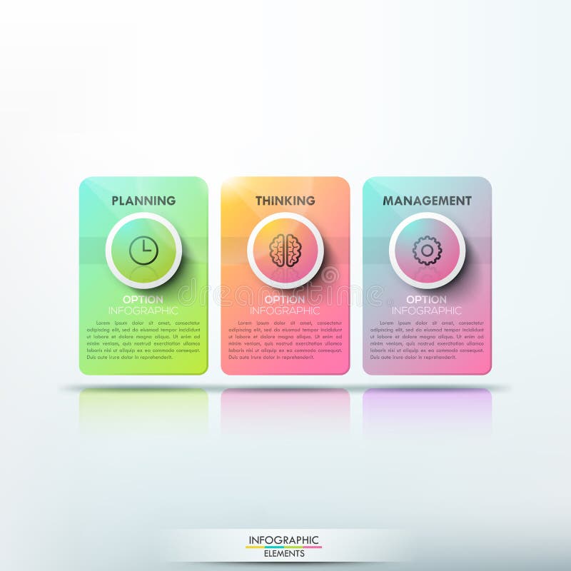 Modern Infographic Design Template, 3 Separate Multicolored Rectangular ...