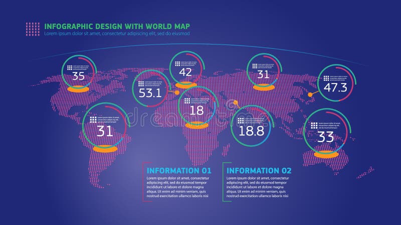 Modern Infographic Design with World Map in Perspective Stock Vector ...