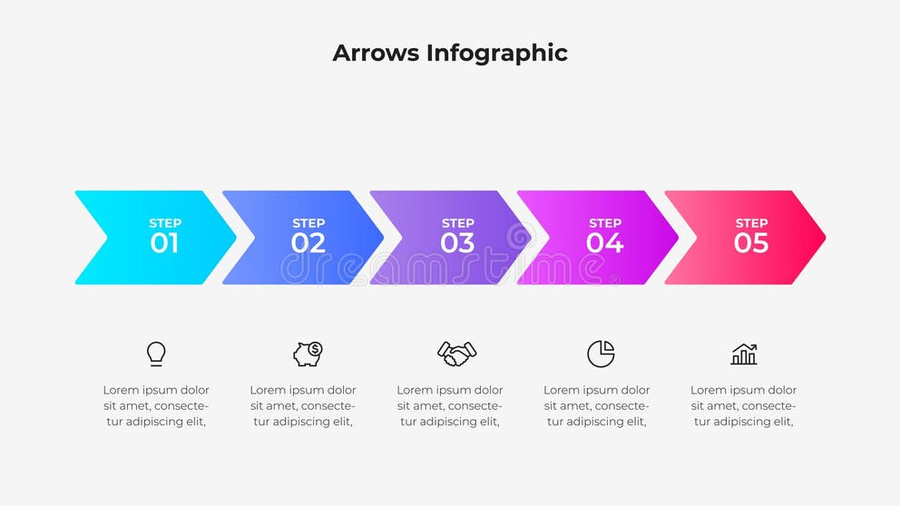 A Modern Infographic Featuring a Five Step Process Using Arrows in ...