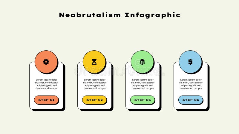 A Modern Infographic in Neobrutalist Style Showcasing Four Steps for a ...