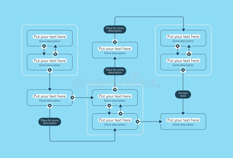 Modern Process Flow Diagram Layout Template - Blue Version Stock Vector ...