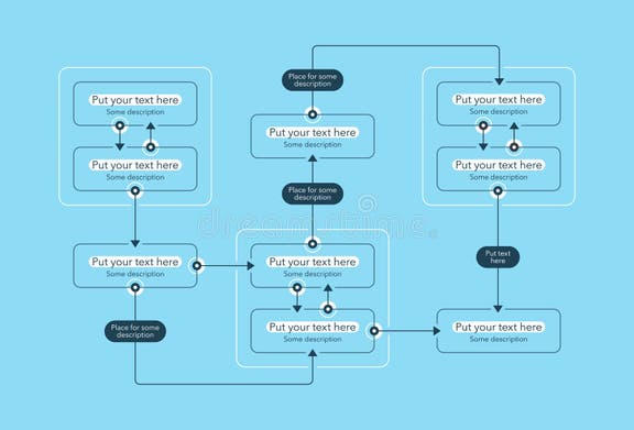 Modern Infographic for Process Flow Diagram - Blue Version Stock Vector - Illustration of block ...