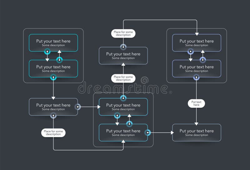 Modern Infographic for Process Flow Diagram - Dark Version Stock Vector ...