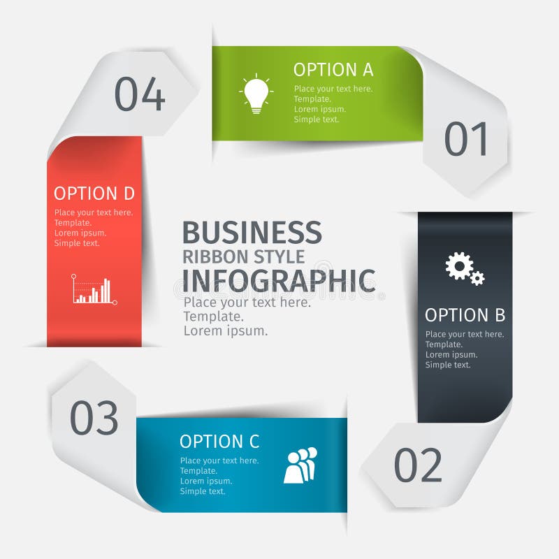Modern Infographic Set, Ribbon Style. Template for Presentation, Chart ...