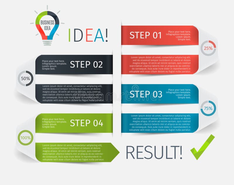 Modern Infographic Step Up Ribbon, or Timeline with 4 Steps, Options ...