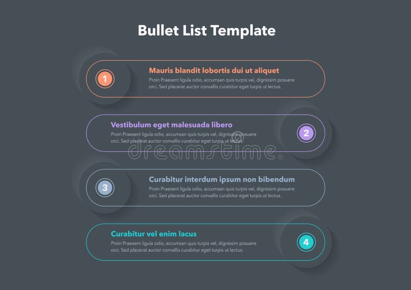 Modern Infographic Template for Bullet List - Dark Version Stock Vector ...