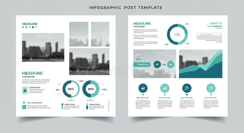 Modern Infographic Template with a Two-page Layout, Featuring a City ...