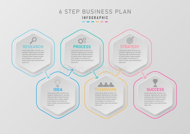 Modern Infographic Timeline Business Plan Success Clean Hexagonal Shape ...