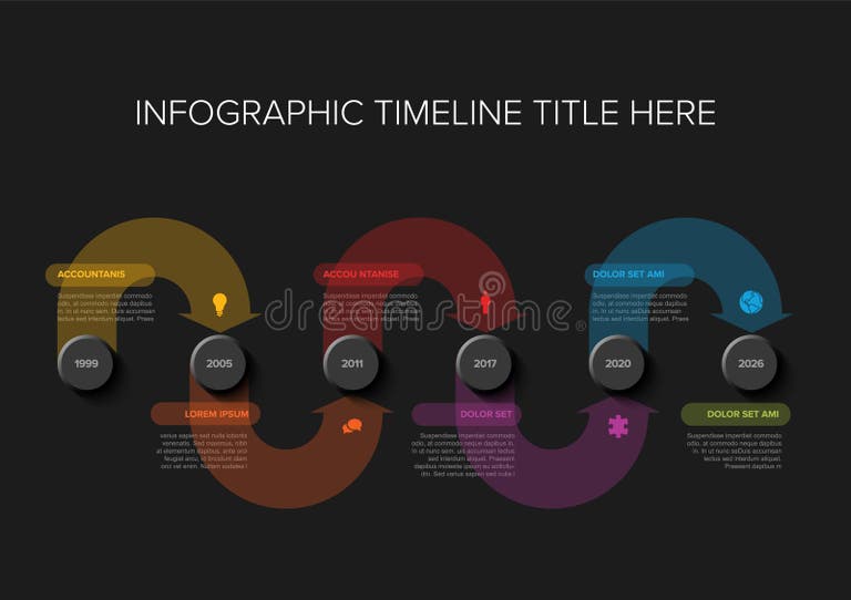 Modern Infographic Timeline Design Template on Dark Background Stock ...