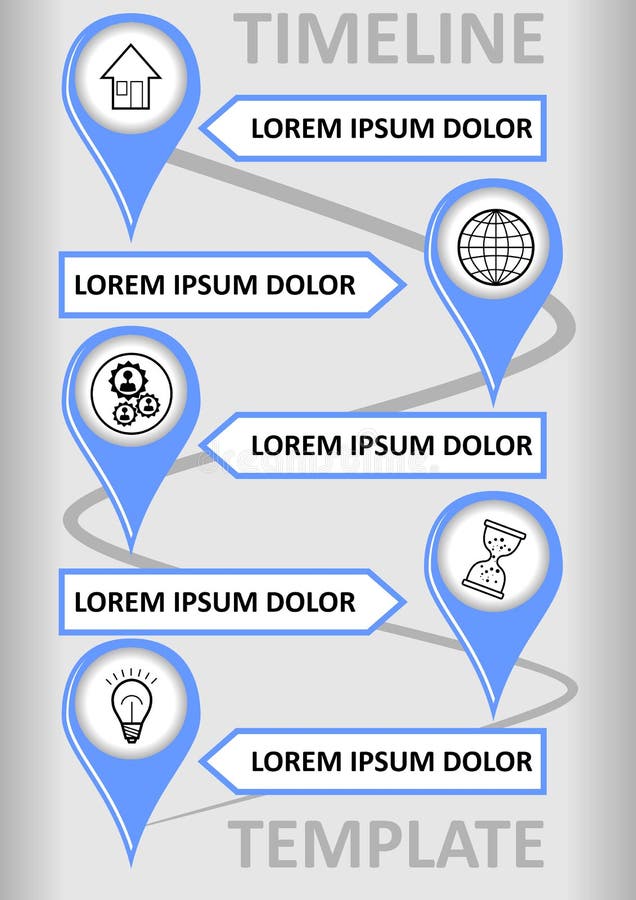 Modern Infographic Timeline Template with Place Markers on the Wavy ...