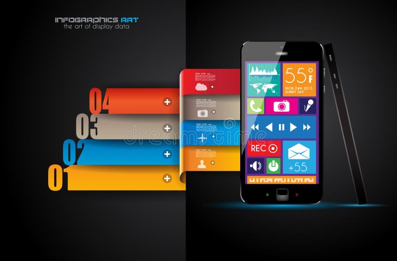 Modern Infographic with a Touch Screen Smartphone Stock Illustration ...