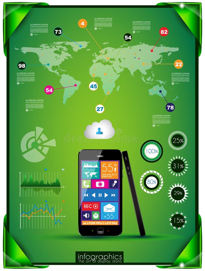 Modern Infographic with a Touch Screen Smartphone Stock Vector ...