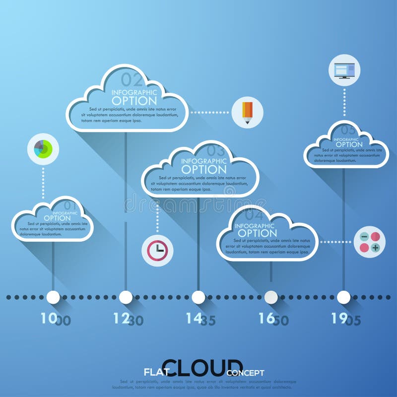 Modern Infographics Cloud Template for 5 Options with Icons. Stock ...