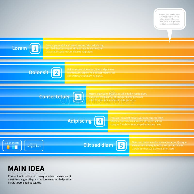 Modern Infographics Layout with 5 Horizontal Banners. Stock Vector ...
