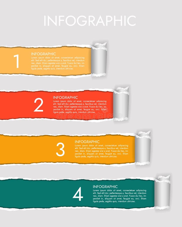 Modern Infographics with Ruptured Paper with Rolled Edge and Tex Stock ...