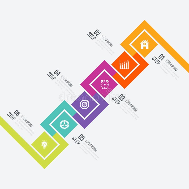 Modern Infographics Six Square Process Template Stock Vector ...