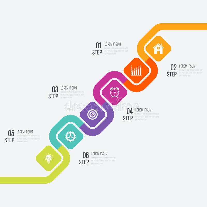 Modern Infographics Six Square Process Template Stock Vector ...