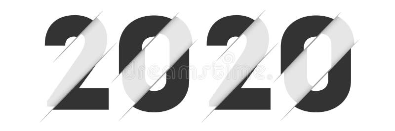 Modern Initial Number 2020 New Year Cut Style Logo. Simple Icon ...