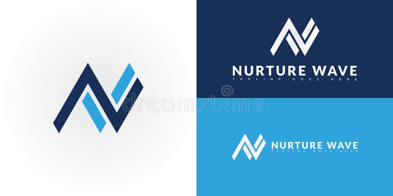 Modern Initial Vector Letter NW or WN Logo in Blue Color Isolated on ...