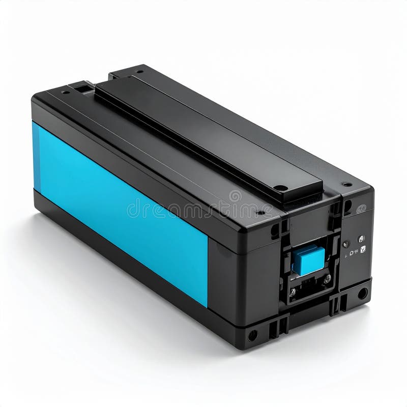 Modern Ink Cartridge in Black or Cyan Isolated on White Stock ...