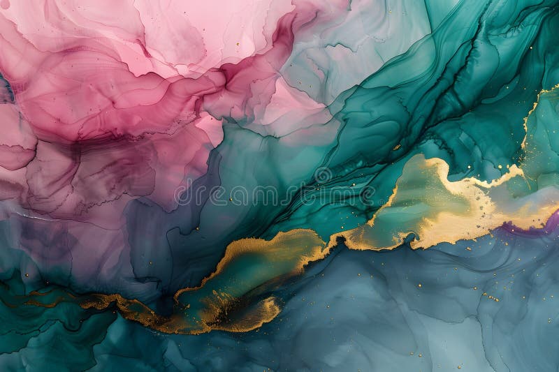 Modern Ink Wave: Artistic Pink and Green Texture for Digital Use Stock ...