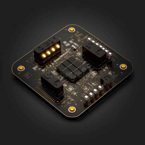 Modern Integrated Circuit on Black PCB , Generated by AI Stock Image ...