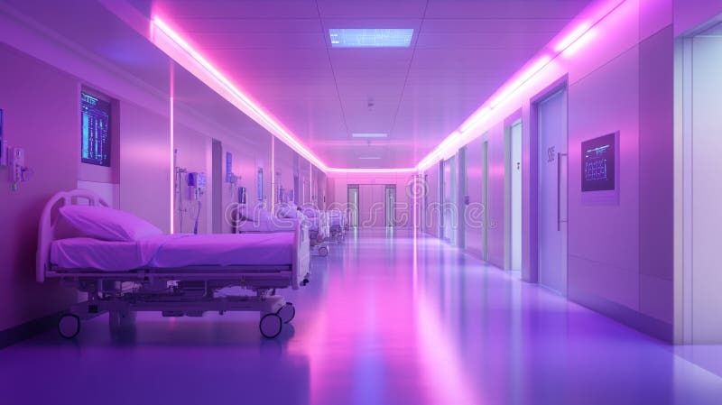 Modern Interactive Digital Hospital Wards with Stylish Lighting Stock ...