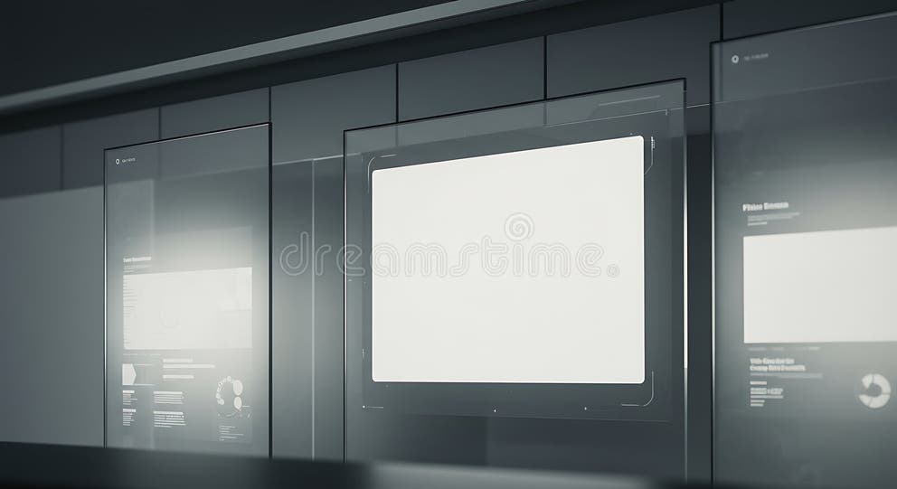 Modern Interactive Display Wall with Blank Screen Stock Illustration ...