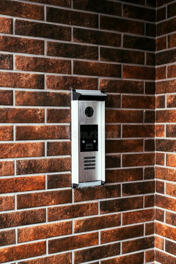 Modern Intercom Device at Residential Building Entrance Door with ...