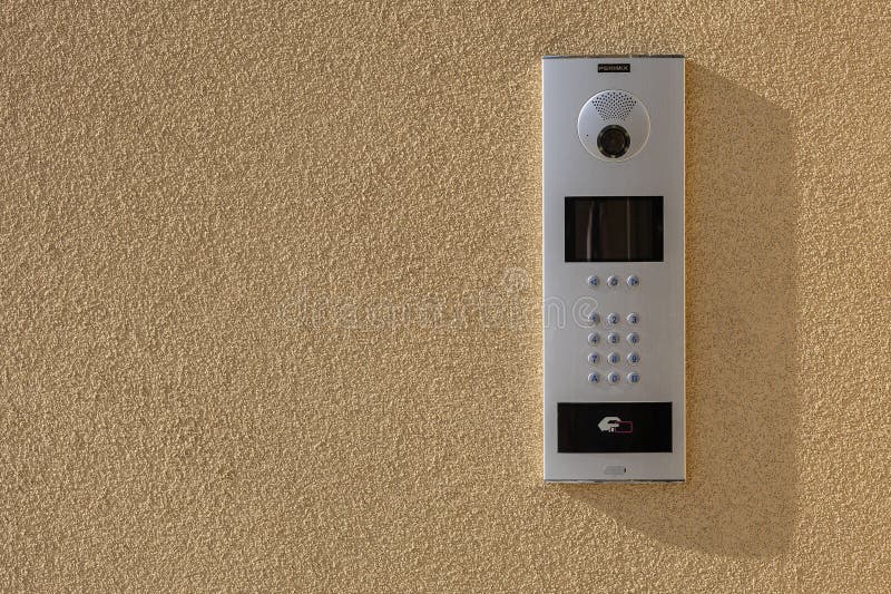 Modern Intercom System with Camera, Keypad and RFID Access on Textured ...