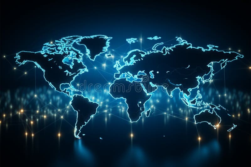 A Modern, Interconnected World Map As the Backdrop for Web Design Stock ...