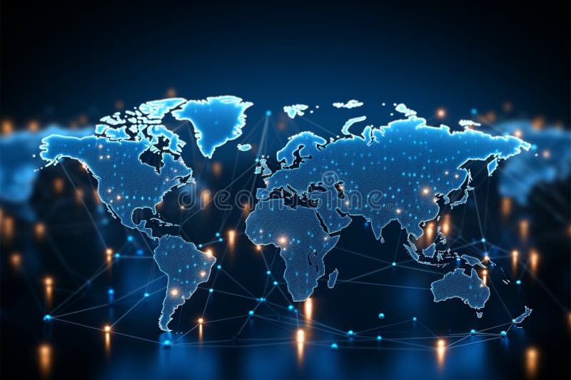 A Modern, Interconnected World Map As the Backdrop for Web Design Stock ...