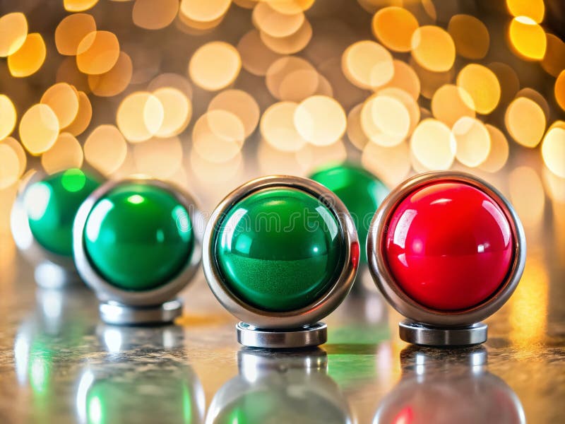 Modern Interface Design Exploring Sleek Red and Green Push Buttons in a ...