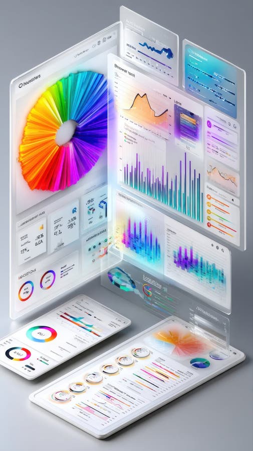 Modern Interface: Dynamic Data Dashboard on Transparent Display Stock ...