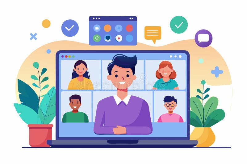 A Modern Interface Presents Various Participants Engaged in a Virtual ...