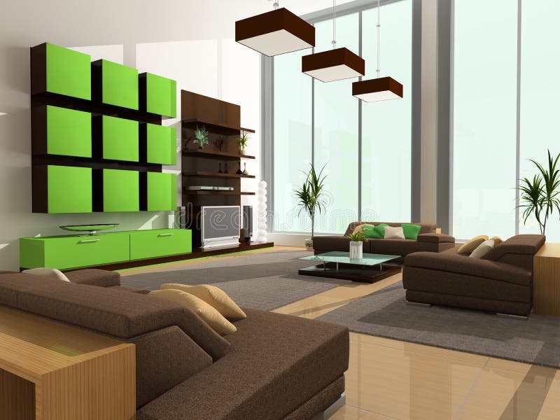 Modern interior stock illustration. Illustration of armchair - 5581906