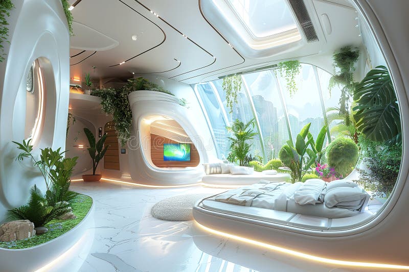 Modern Interior with Abundant Greenery, Unique Design Elements, and ...