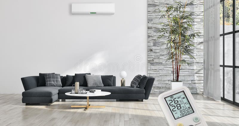 Modern Interior Apartment with Air Conditioning and Remote Control 3D ...