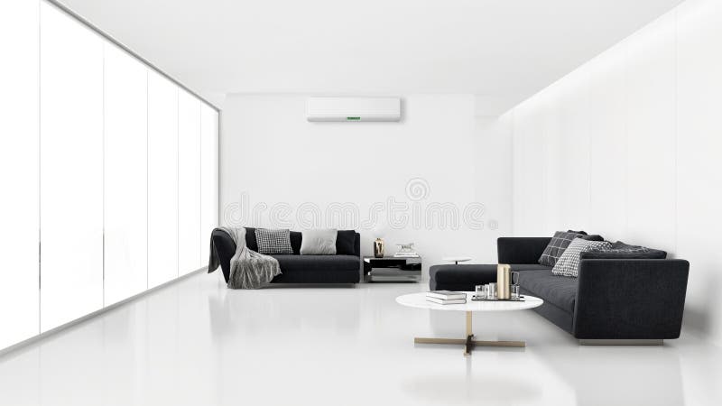 Modern Interior Apartment with Air Conditioning and Remote Control 3D ...
