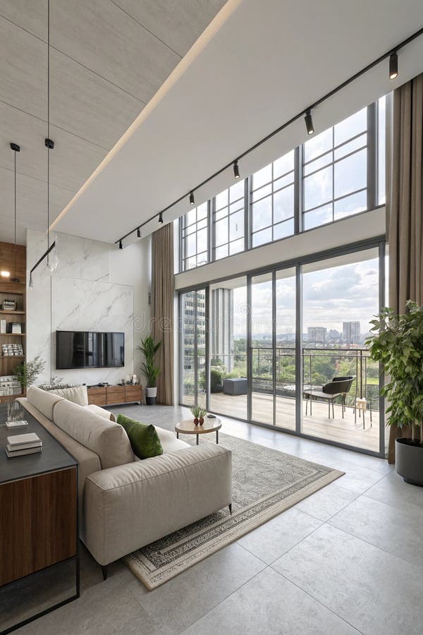 Modern Interior of Apartment, Living Room with Sofa, Hall Panorama 3D ...