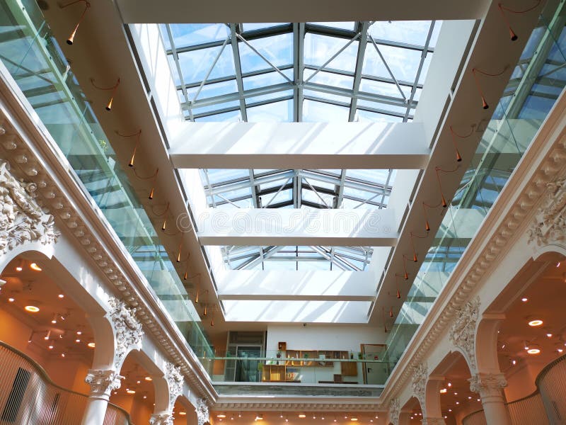 Modern Interior Architecture with Light on the Side Stock Image - Image ...