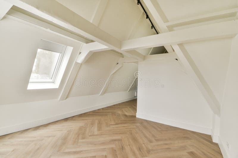 Modern Interior of an Attic Space Stock Photo - Image of architectural ...