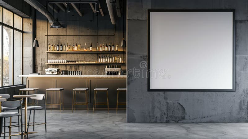 Modern Interior of a Bar with an Empty Screen and Minimalist Design ...