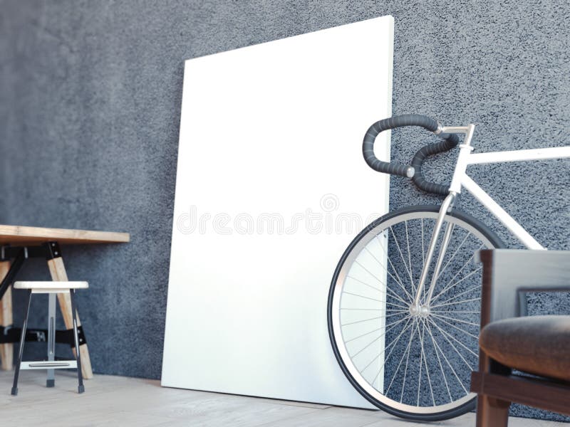 Modern Interior with Bicycle and White Frame. 3d Rendering Stock ...
