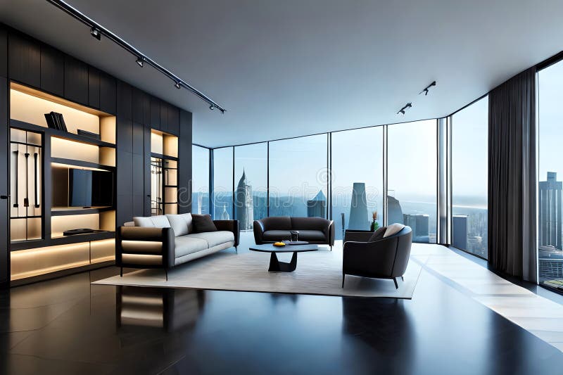 Modern Interior in Bionic Style. Generative AI Stock Illustration ...