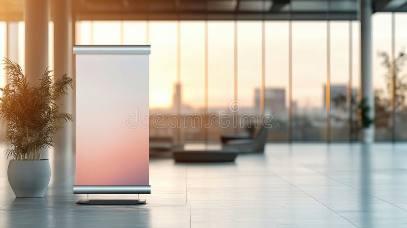 Modern Interior with Blank Roll-up Banner, Elegant Design, Soft ...