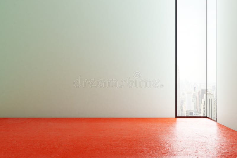 Modern Interior with Blank Wall Stock Illustration - Illustration of ...