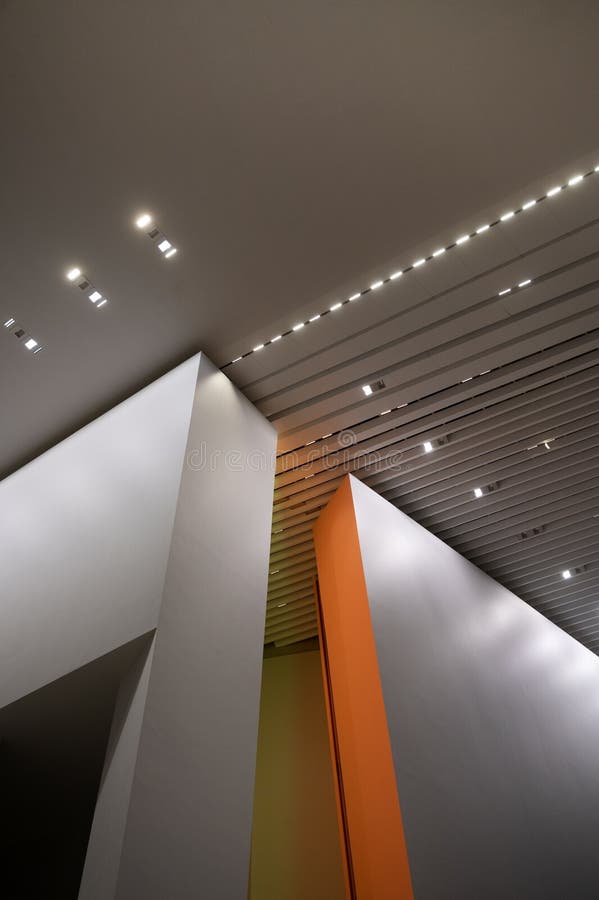 Modern Interior of a Building Featuring a White Ceiling with Recessed ...