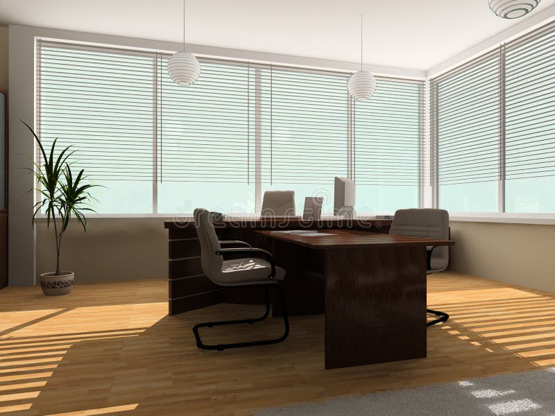 3d Render Modern Interior of Office Space Stock Photo - Image of ...